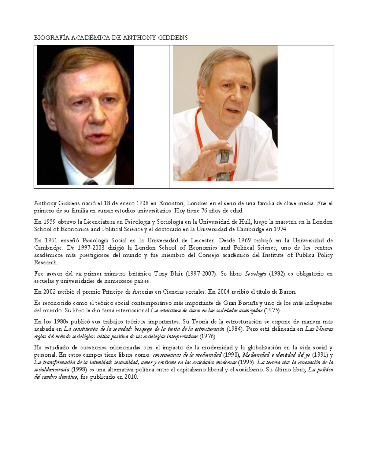 Resúmen Sobre vida y obra de Giddens - DE ANTHONY GIDDENS Anthony ...