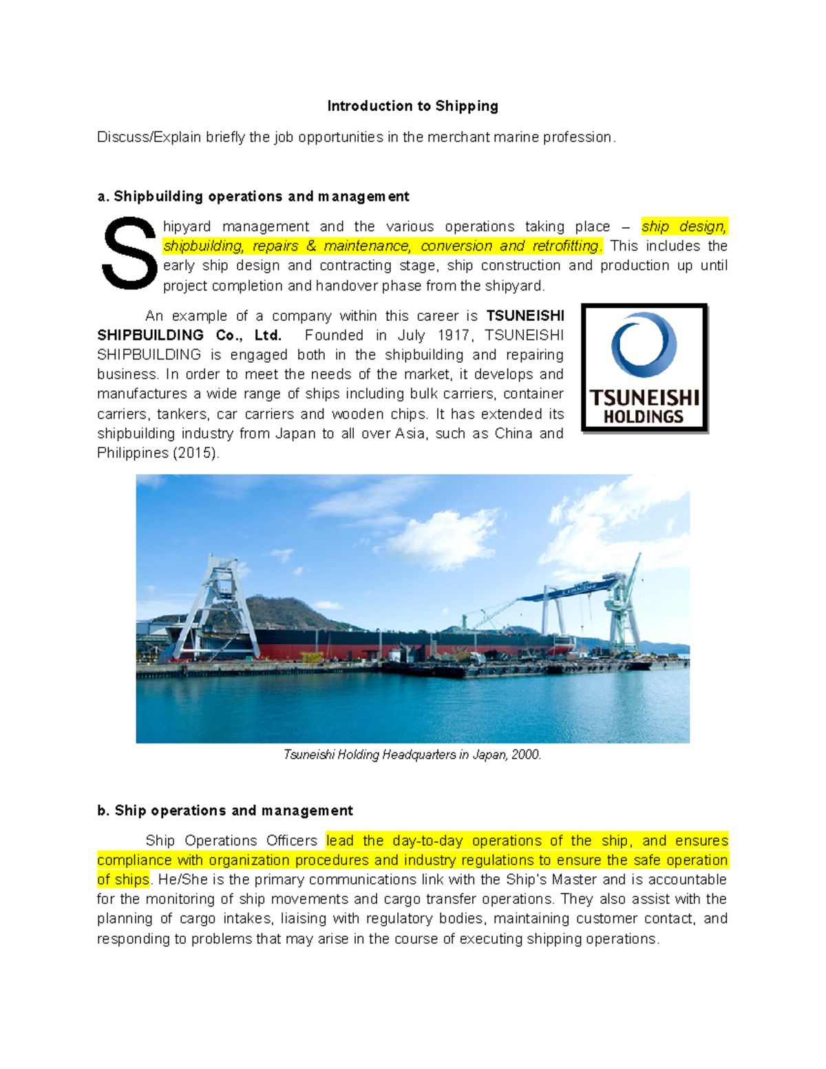 Introduction to Merchant Marine Professions - Introduction to Shipping ...