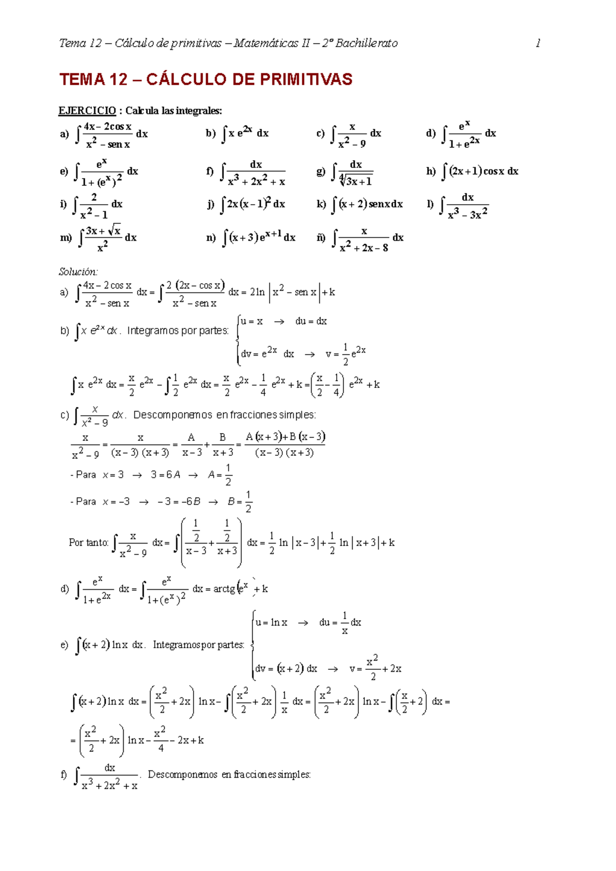 12-integral-indefinida - Tema 12 – Cálculo de primitivas – Matemáticas ...