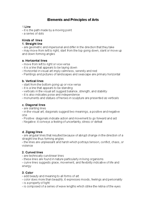 Art Appreciation - Compilation of Lecture Notes - Elements and ...