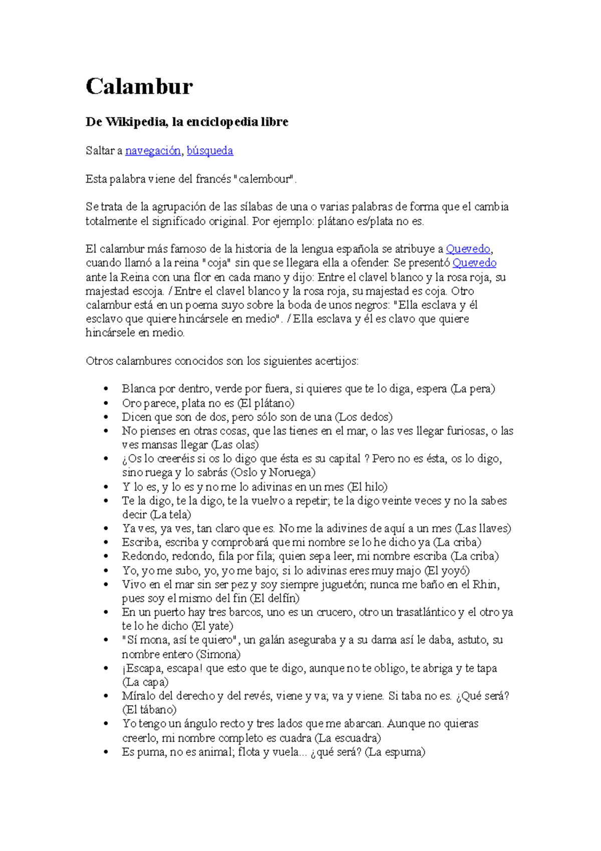 Calambur - lengua - Calambur De Wikipedia, la enciclopedia libre Saltar ...