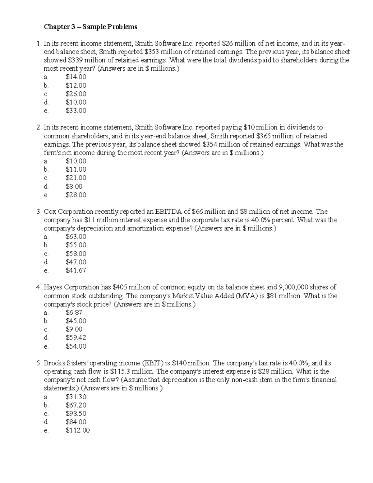 Chapter 3 Sample Problmes - Chapter 3 – Sample Problems In its recent ...