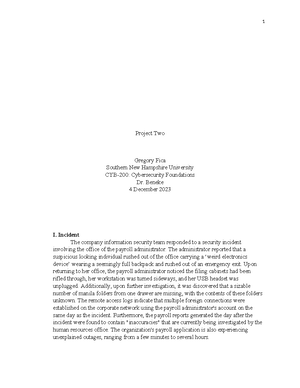 CYB200 Project 1 - CYB 200 PROJECT ONE Fica 1 CYB 200 Project One ...