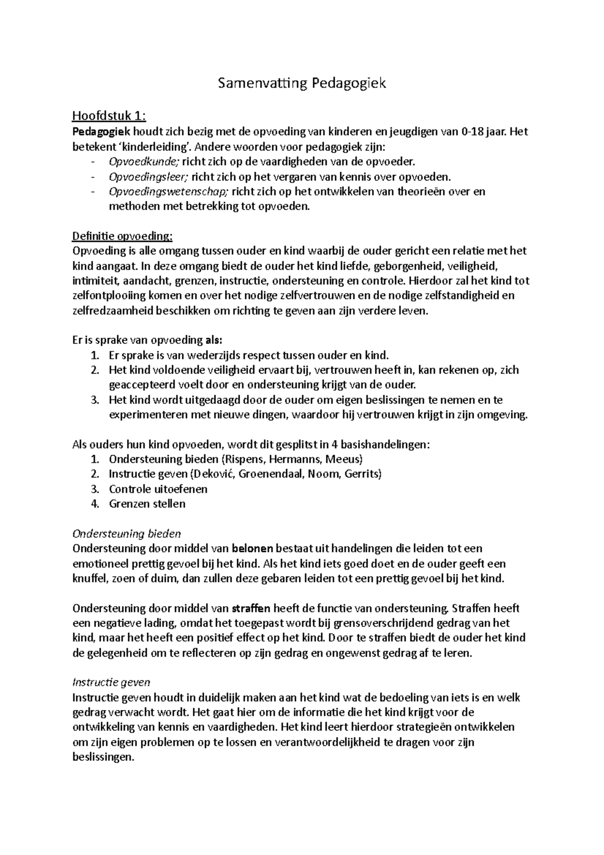Samenvatting Pedagogiek Samenvatting van de leerlijn pedagogiek. - Samenvatting Pedagogiek ...
