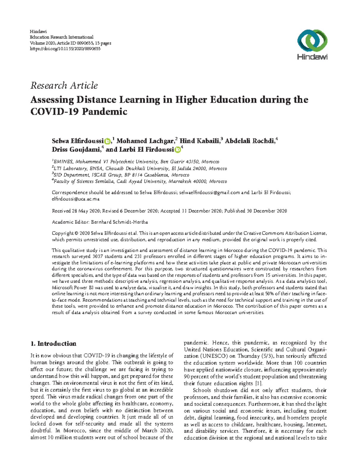 8890633 - guide - Research Article Assessing Distance Learning in ...