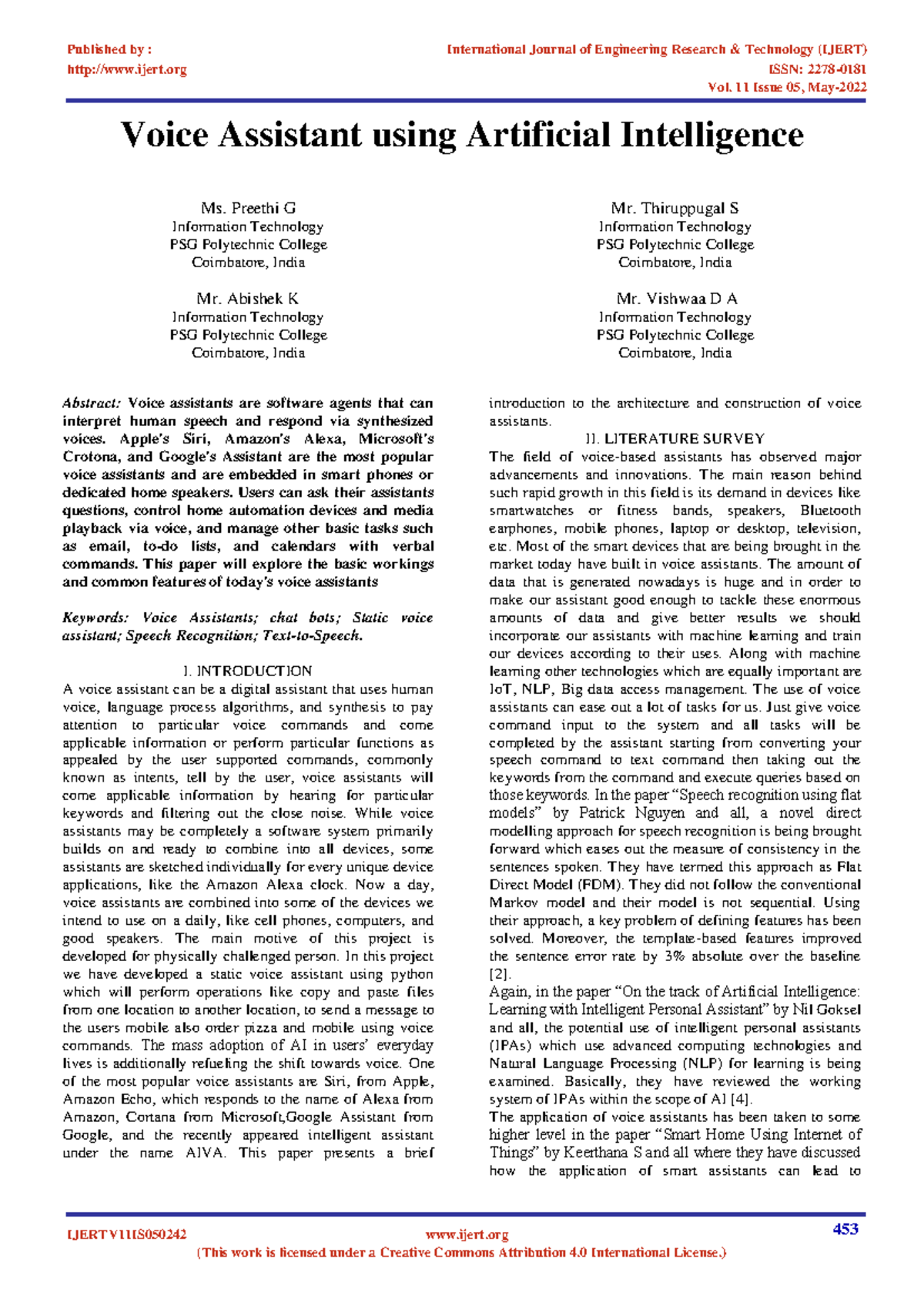 Voice assistant using artificial intelligence - Preethi G Information ...