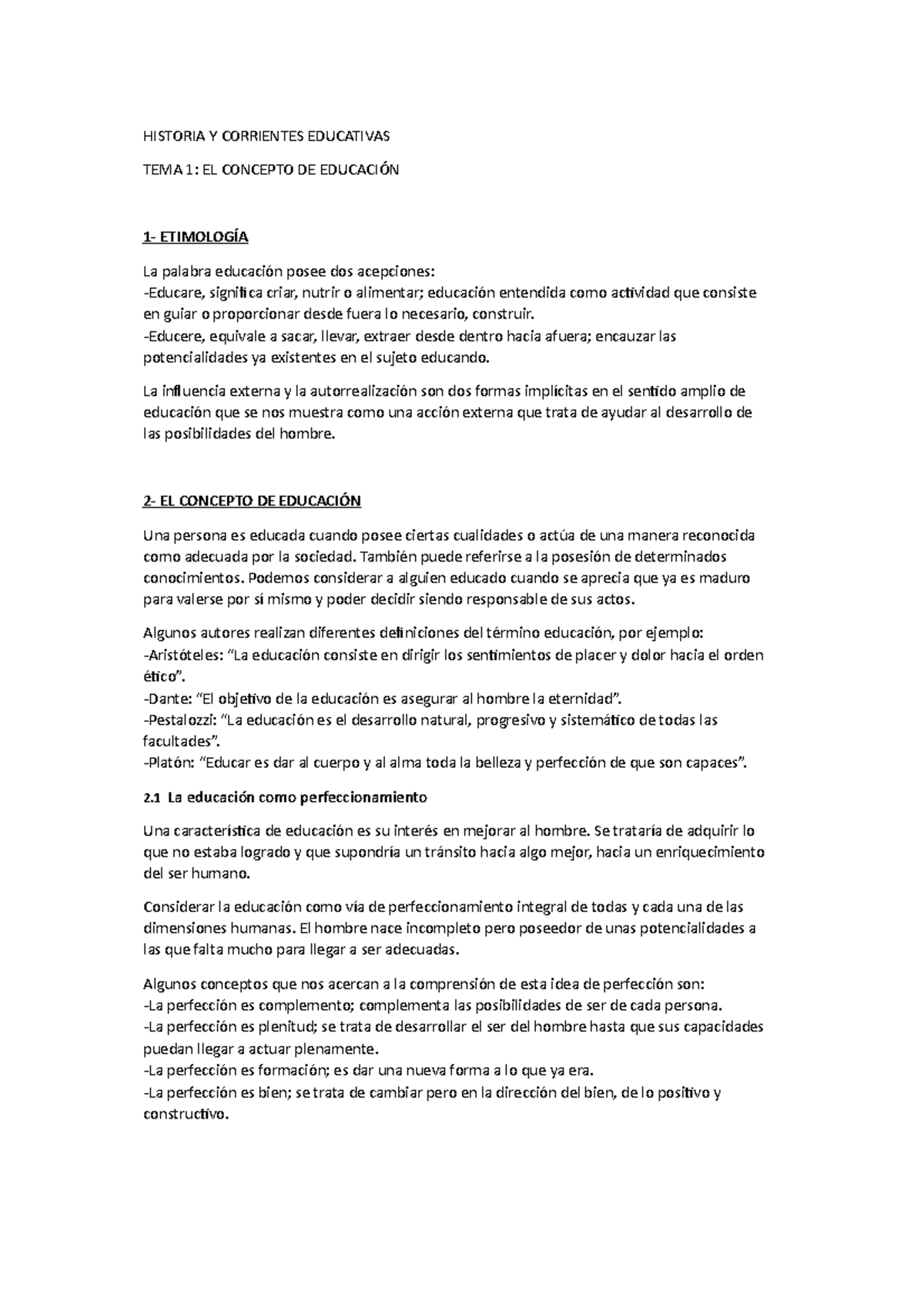 TEMA-1 - HISTORIA Y CORRIENTES EDUCATIVAS TEMA 1: EL CONCEPTO DE ...