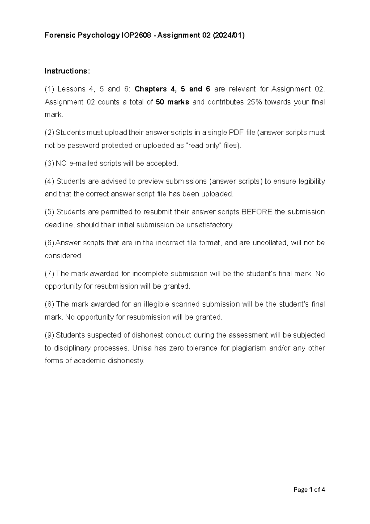 Forensic Psychology IOP2608 Assignment 2 Sem 1 ...