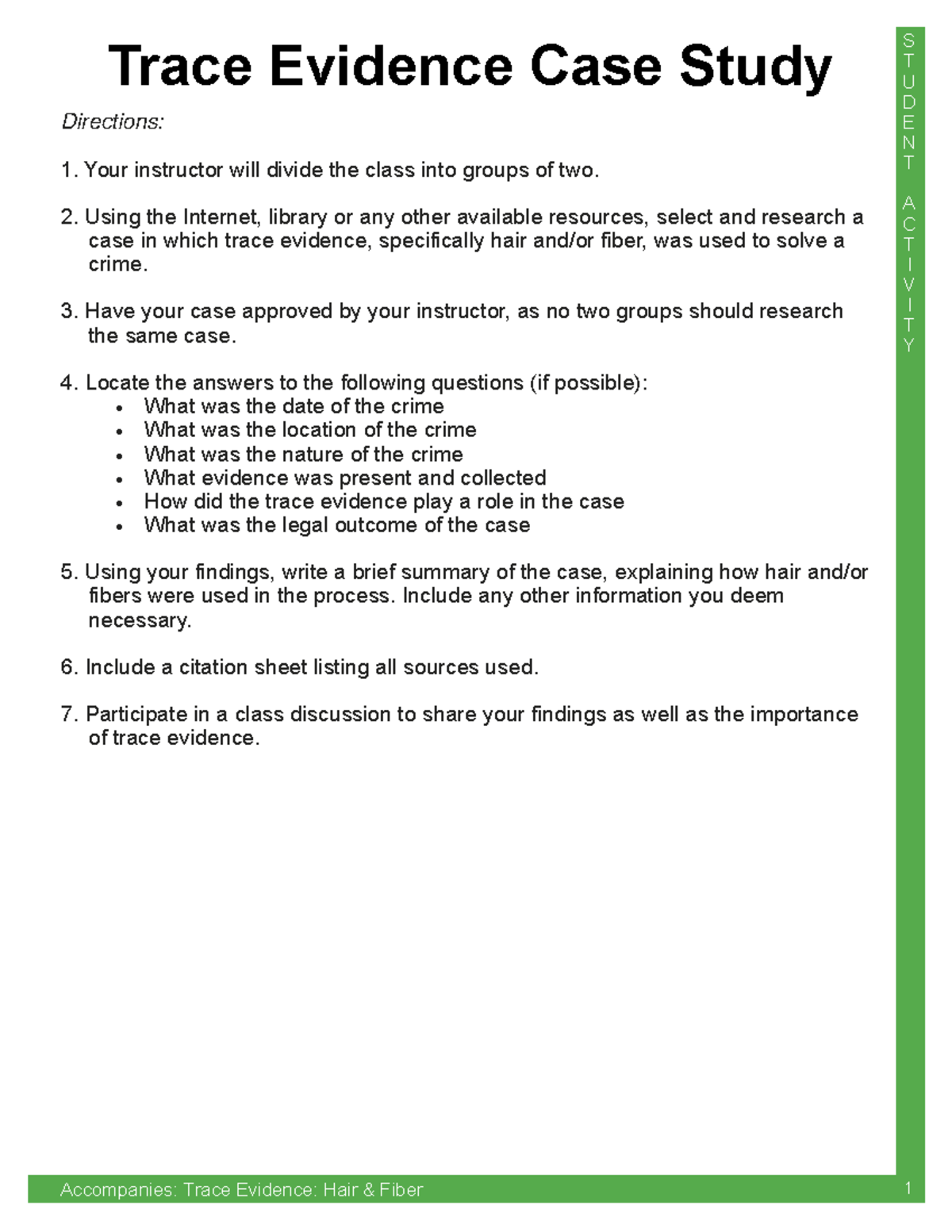 Activity - Trace Evidence Case Study - S T U D E N T A C T I V I T Y ...