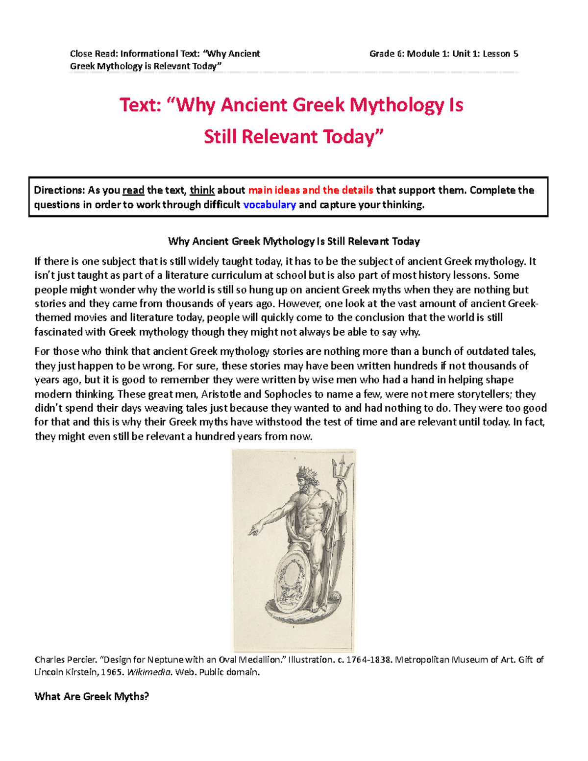 Kathryn's copy of G6M1 Unit 1, Lesson 5, Text “Why Ancient Greek ...