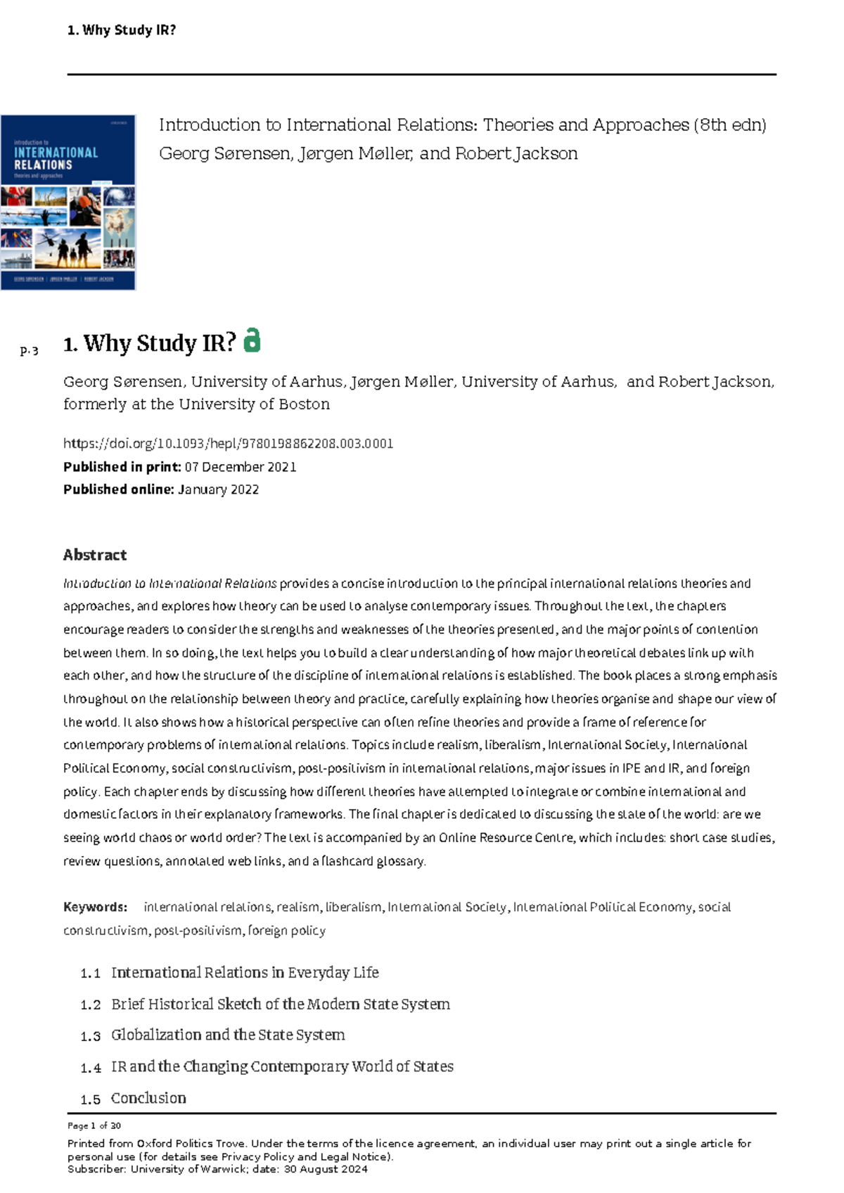 Georg SÃ¸rensen, JÃ¸rgen MÃ¸ller, and Robert Jackson - Page 1 of 30 Printed from Oxford Politics ...