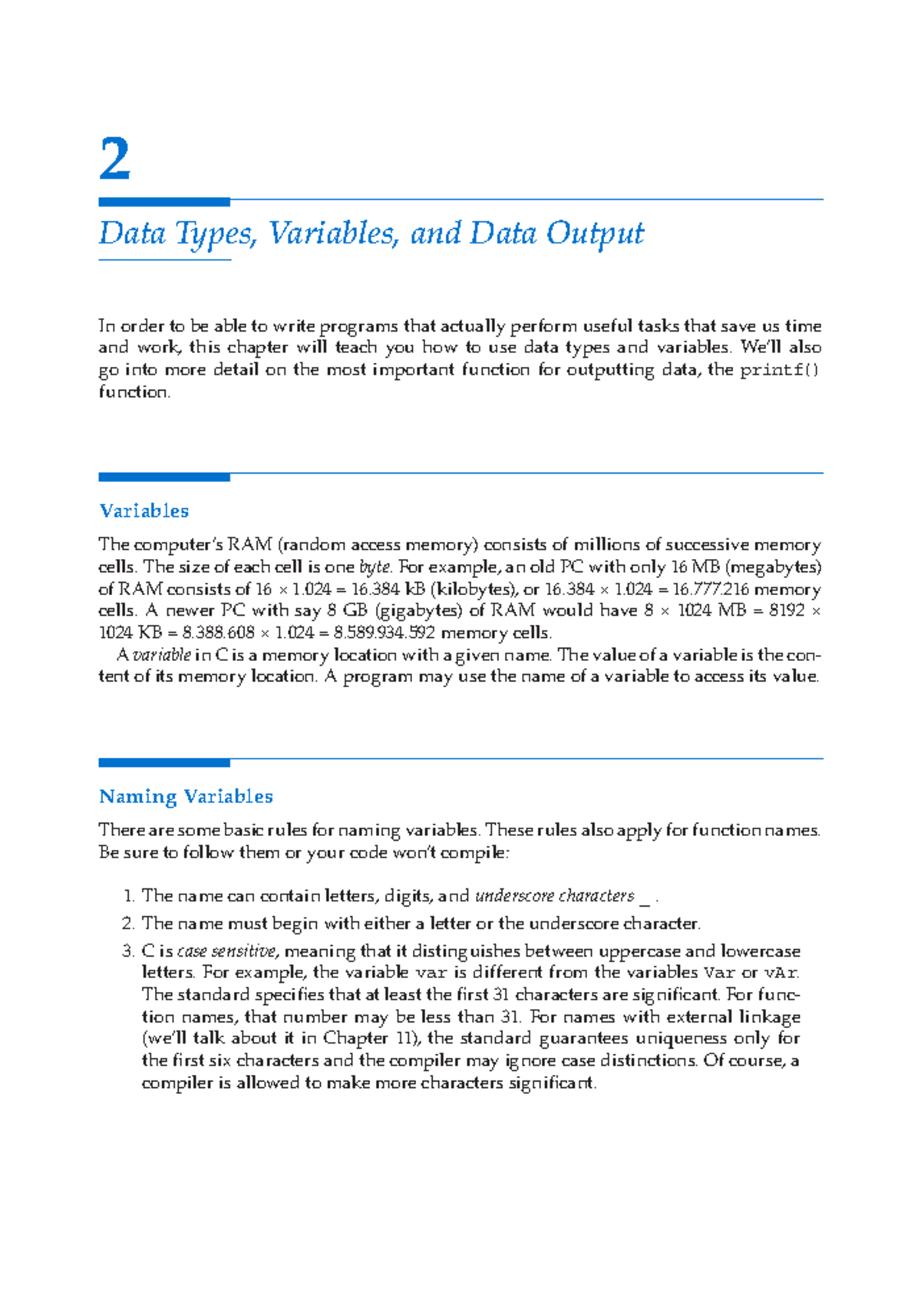 Lecture 1b - students notes - 2 Data Types, Variables, and Data Output ...