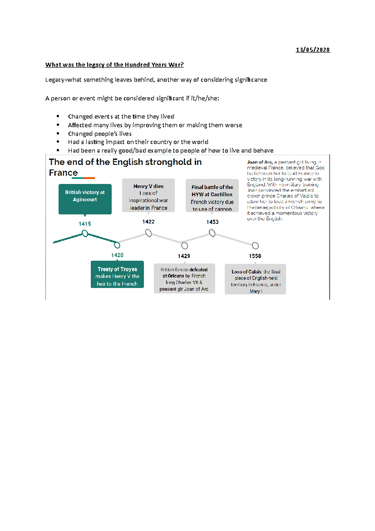 Lesson 7 - Lecture notes 7 - 13/05/ What was the legacy of the Hundred ...