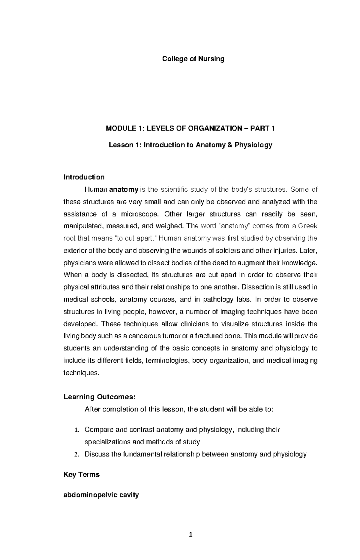Module 1 Organization of the Human Body Part 1 - NEW ERA UNIVERSITY ...