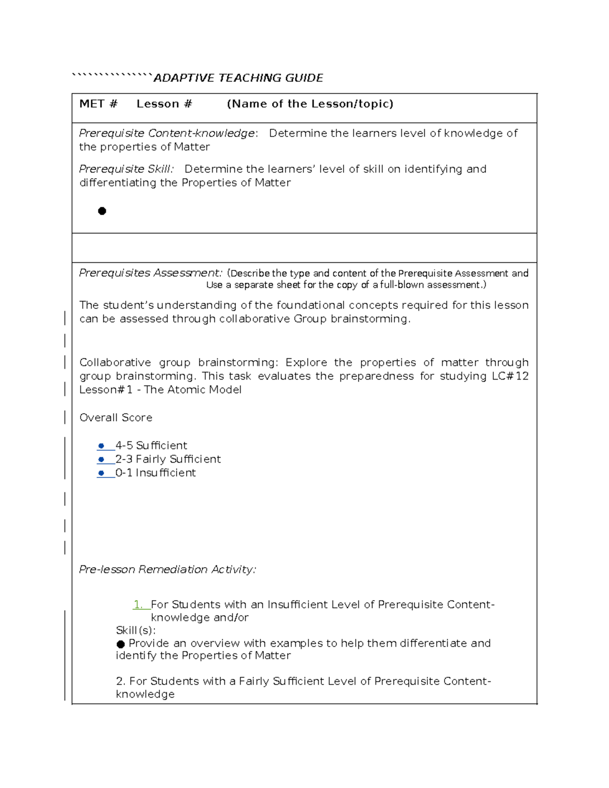 ATG- Template-RAS - nice - ```````````````ADAPTIVE TEACHING GUIDE MET # Lesson # (Name of the ...