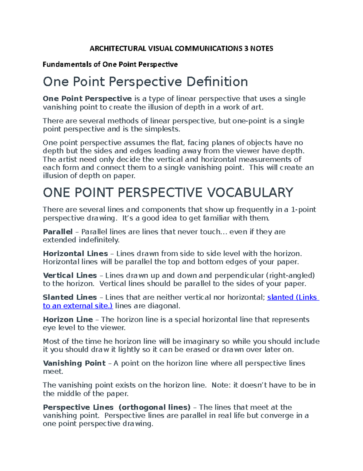 Architectural Visual Communications 3 Notes - ARCHITECTURAL VISUAL ...