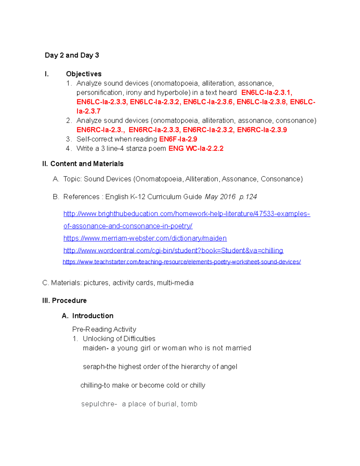 TG-Q1 Week1 D2-3 - Teacher Guide for English 1 Quarter 1 Week 1 Day 2 ...