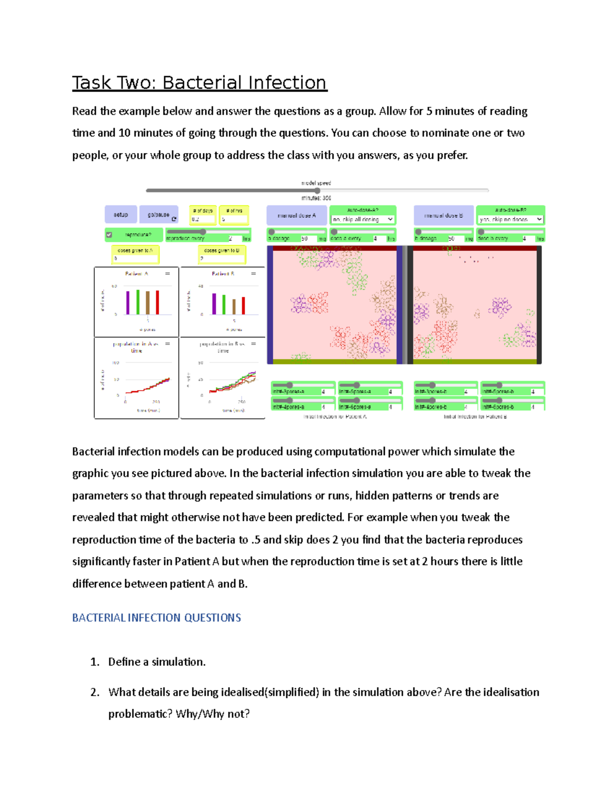 Bacterial Infection - Task Two: Bacterial Infection Read the example ...
