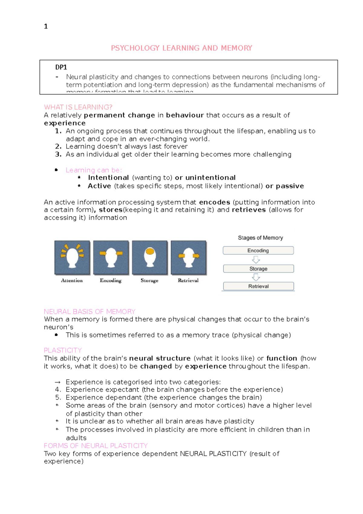 AOS2 Learning AND Memory - PSYCHOLOGY LEARNING AND MEMORY WHAT IS ...