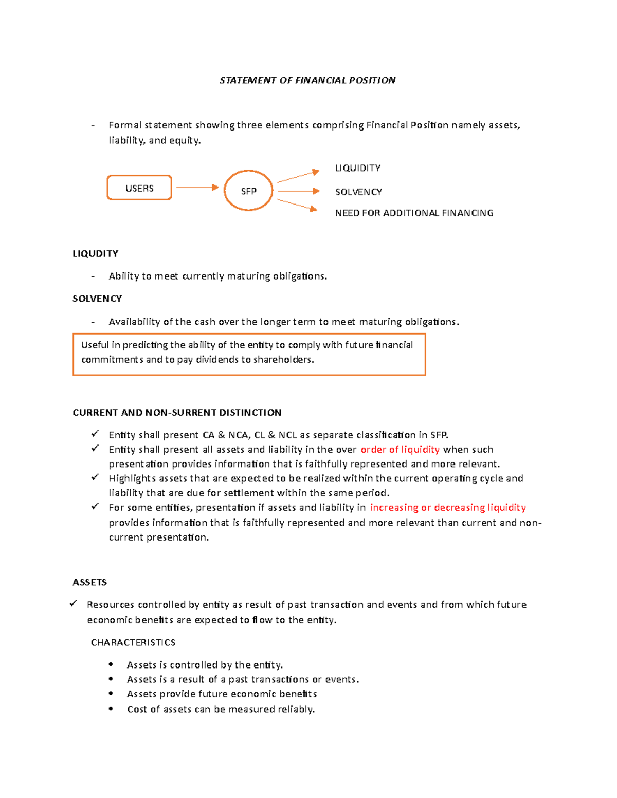 Statement OF Financial Position - STATEMENT OF FINANCIAL POSITION ...