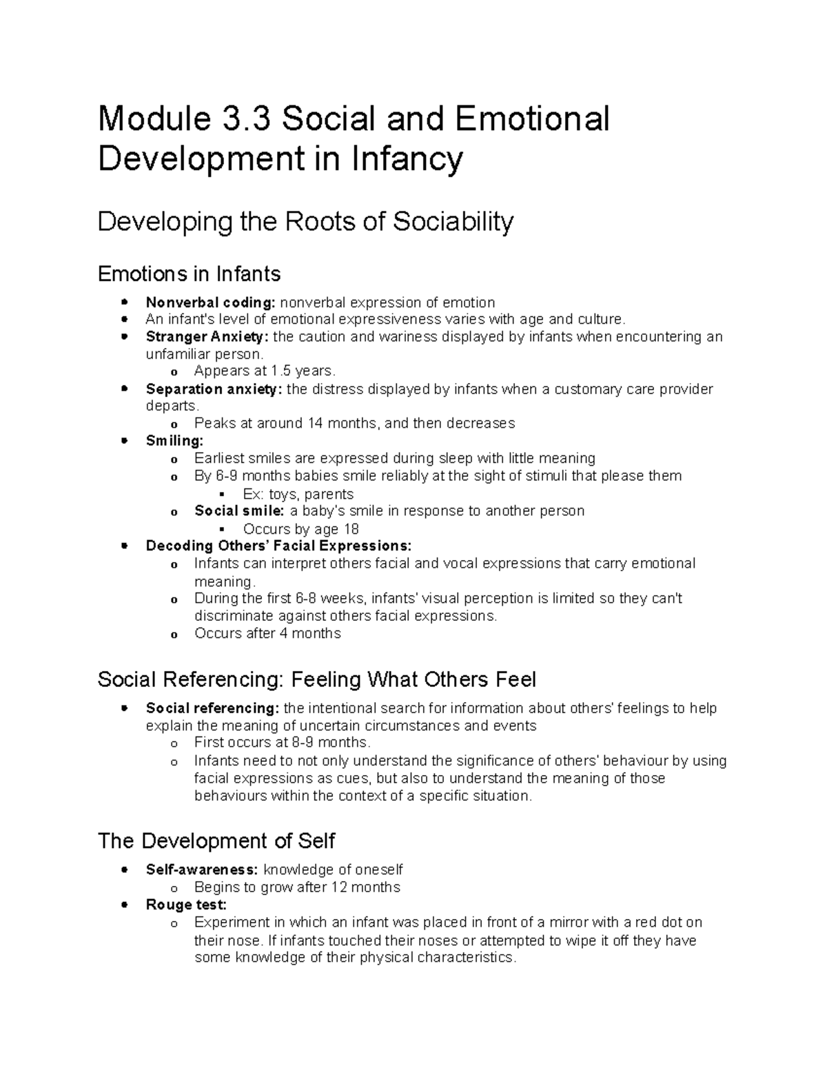 Module 3 - Module 3 Social and Emotional Development in Infancy ...