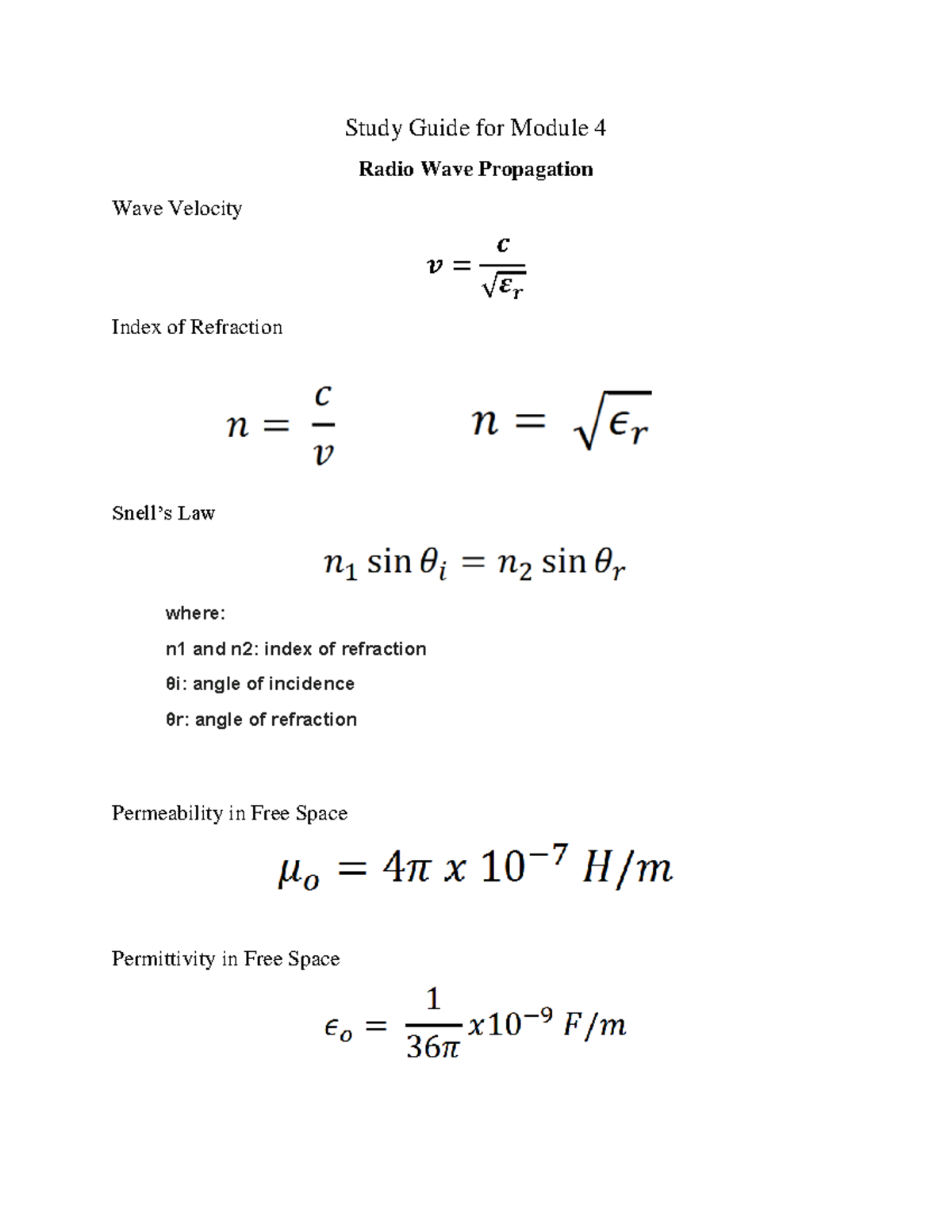 SGM4 - Study Guide for Module 4 - Study Guide for Module 4 Radio Wave ...