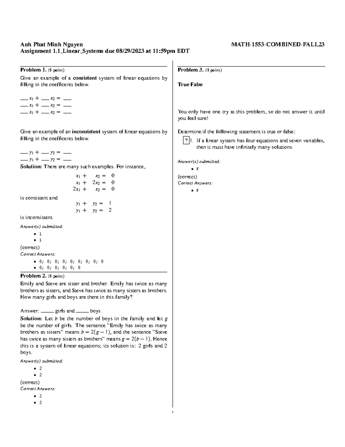 1.1_Linear_Systems - Anh Phat Minh Nguyen MATH-1553-COMBINED-FALL Assignment 1 Linear Systems ...