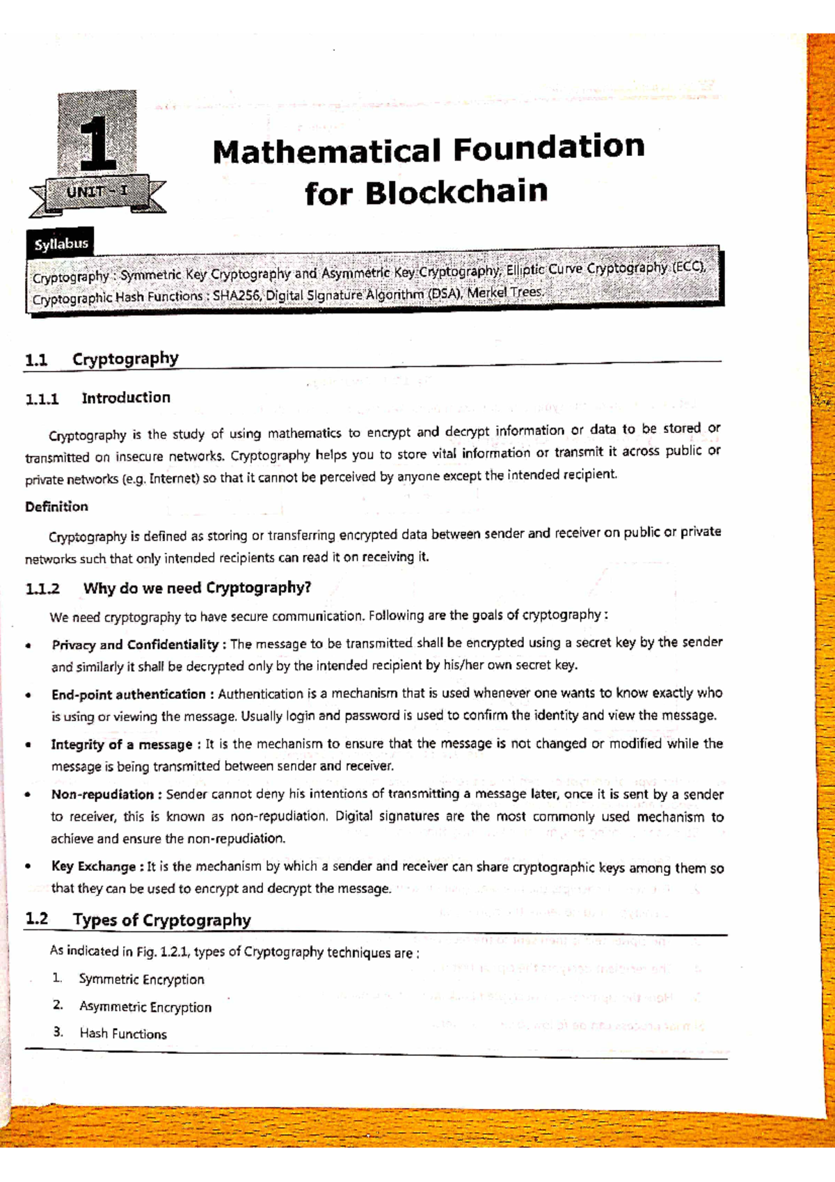 Block Chain Techknowledge Book Unit 1 and 2 - 1 Mathematical Foundation UNIT I for Blockchain ...