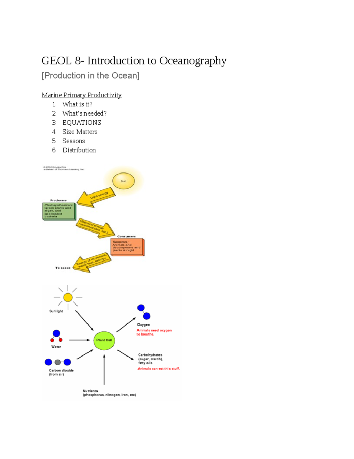 2020-Intro to Oceanography-Production in the Ocean notes week16 - GEOL ...