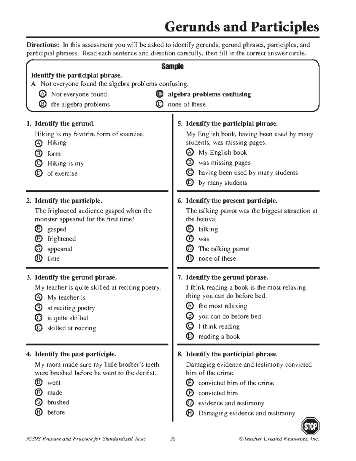 Gerunds and participles quiz - #2898 Prepare and Practice for ...