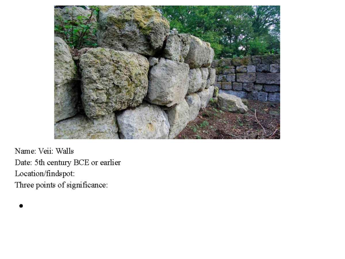 Exam1studyslides 2022 - ####### Name: Veii: Walls ####### Date: 5th ...