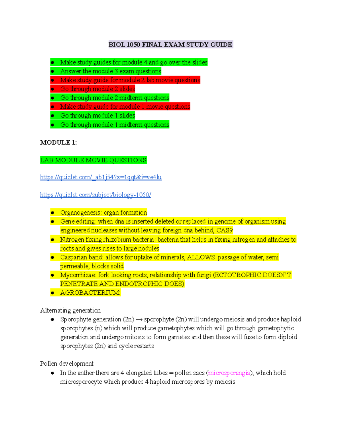 BIOL 1050 Final Exam Study Guide 2021 - BIOL 1050 FINAL EXAM STUDY ...