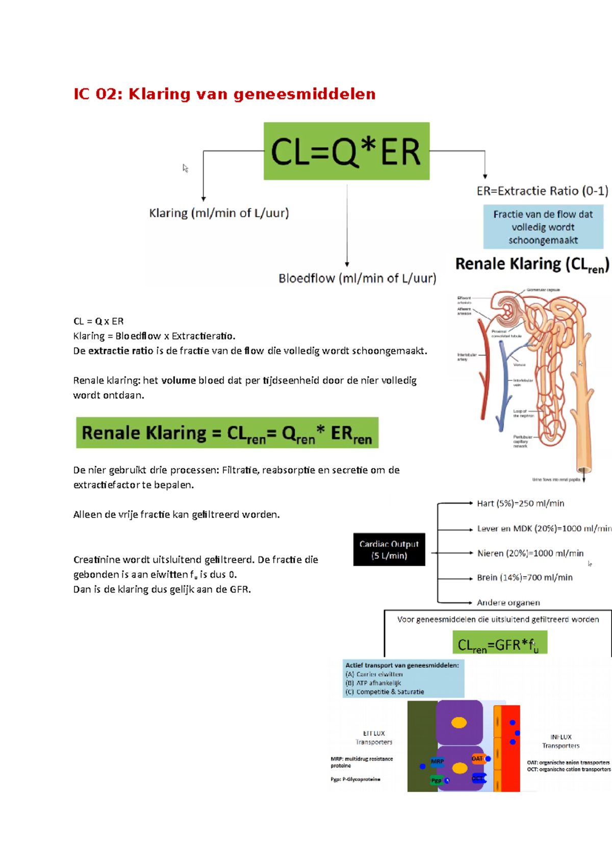 IC 02 - IC 02: Klaring van geneesmiddelen CL = Q x ER Klaring ...