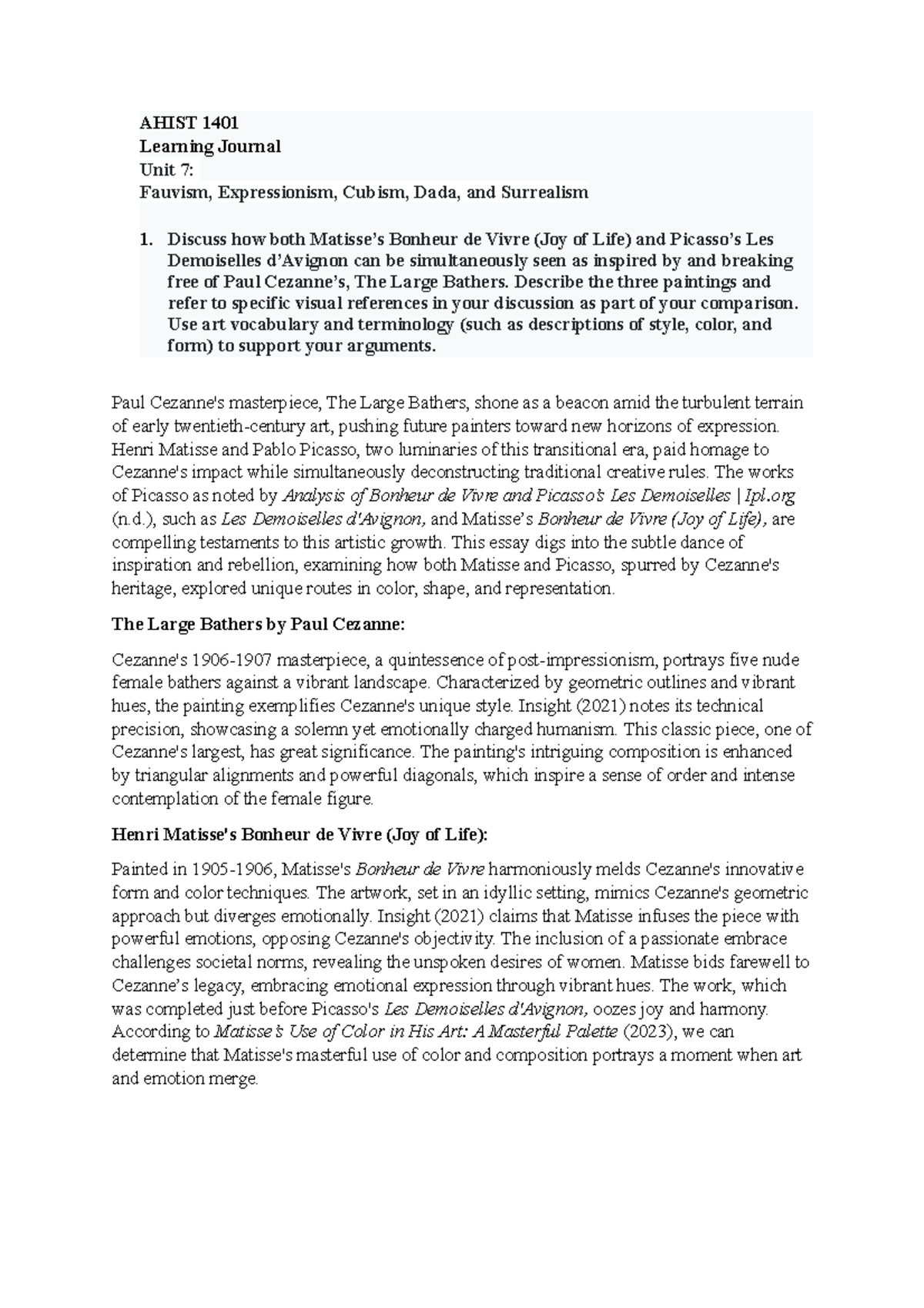 AHIST 1401 Learning Journal Unit7 - AHIST 1401 Learning Journal Unit 7 ...