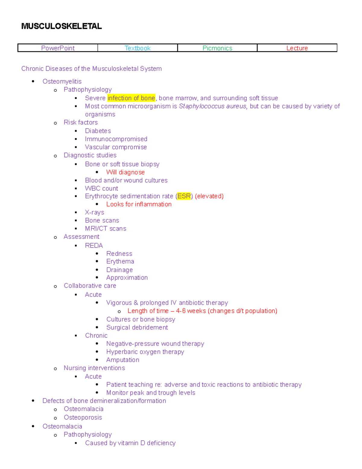 Musculoskeletal - Professor Lanasa MS 1 Notes - MUSCULOSKELETAL ...