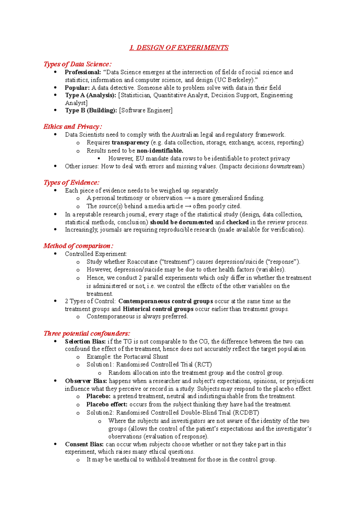 Data1001 Design Of Experiments 1 Design Of Experiments Types Of Data Science Professional