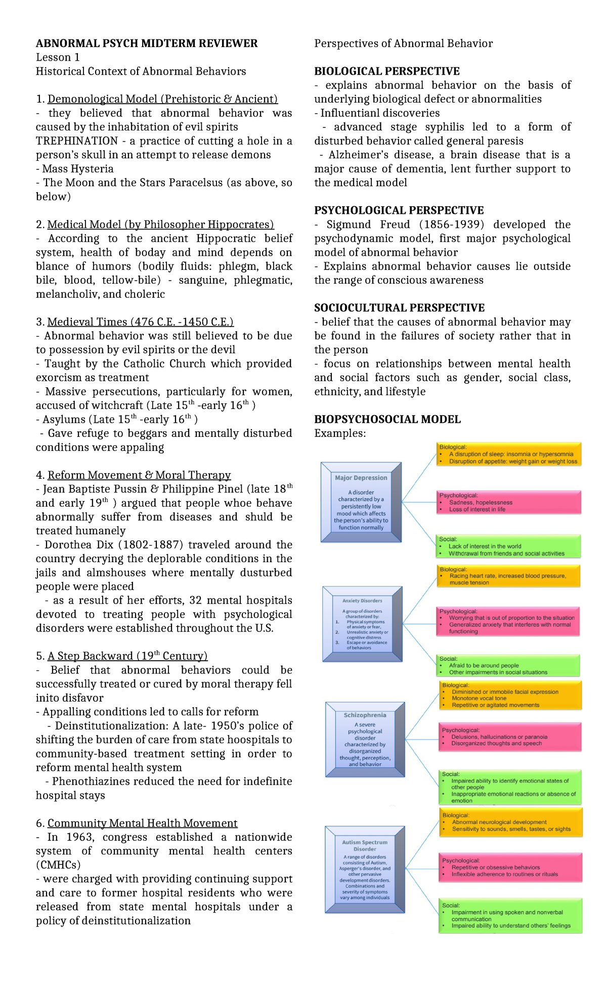 Abnormal Psych Reviewer - ABNORMAL PSYCH MIDTERM REVIEWER Lesson 1 ...
