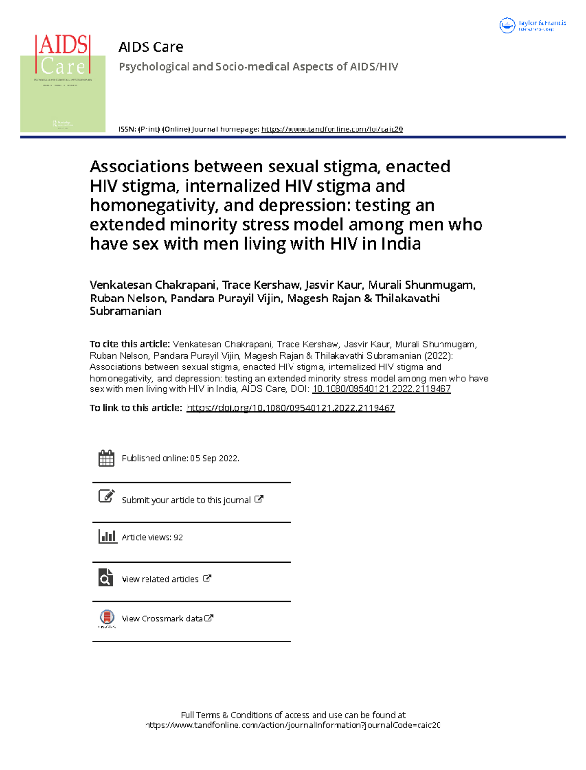 Associations between sexual stigma enacted HIV stigma internalized HIV ...