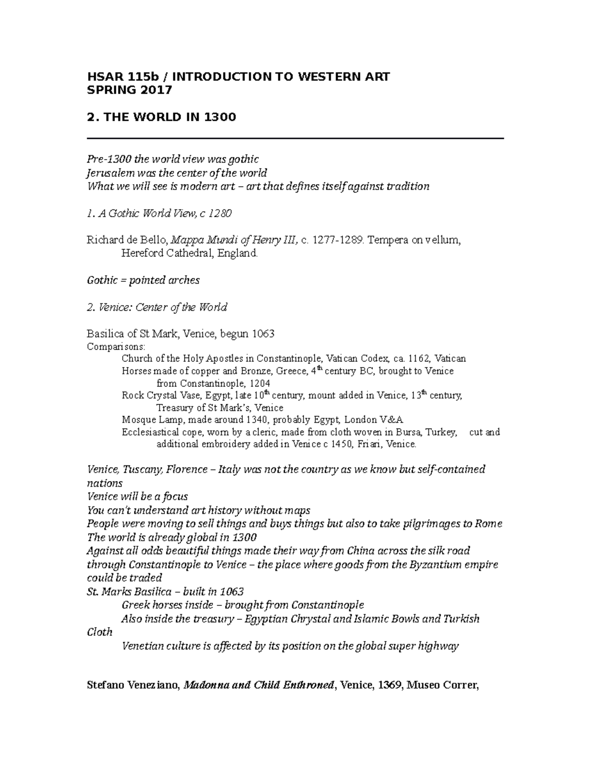 2 THE World IN 1300 Slides 2017 - notes - HSAR 115b / INTRODUCTION TO ...