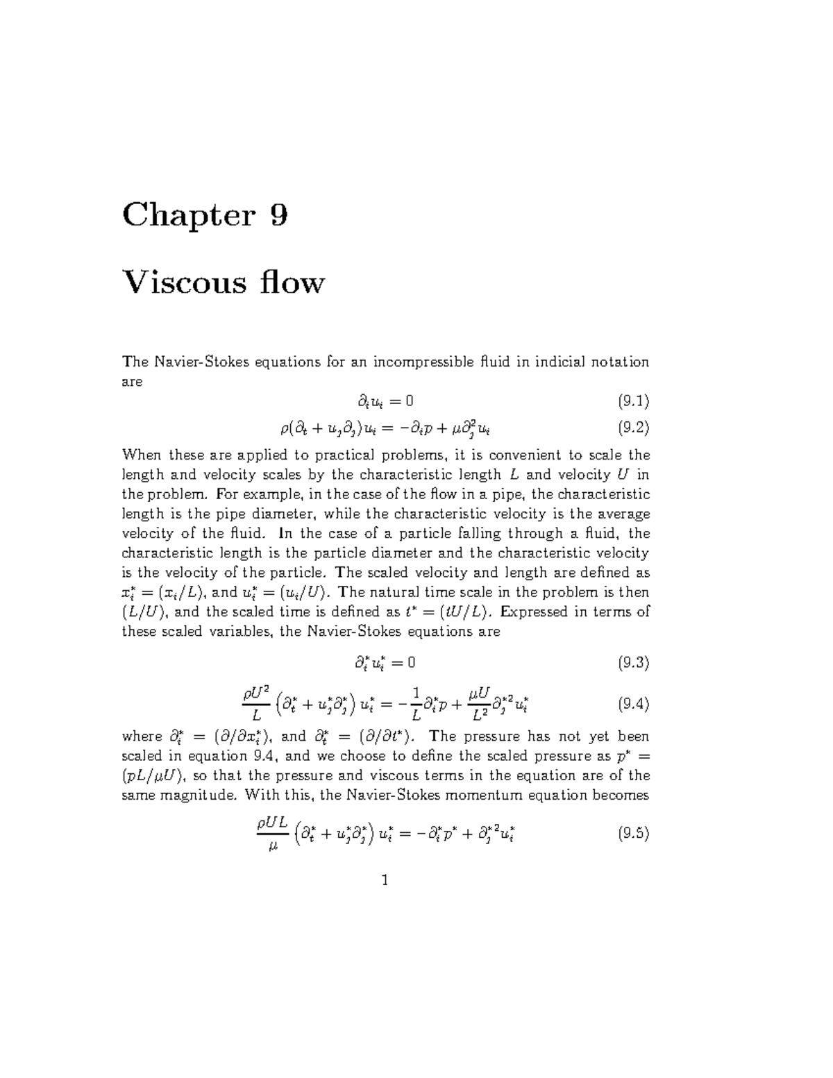 Chap9 - Transport Phenomena lectures - Chapter 9 Viscous flow The ...