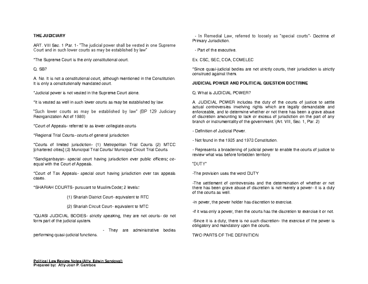 2019 Sandoval Reviewer - Political Law - Political Law Review Notes ...