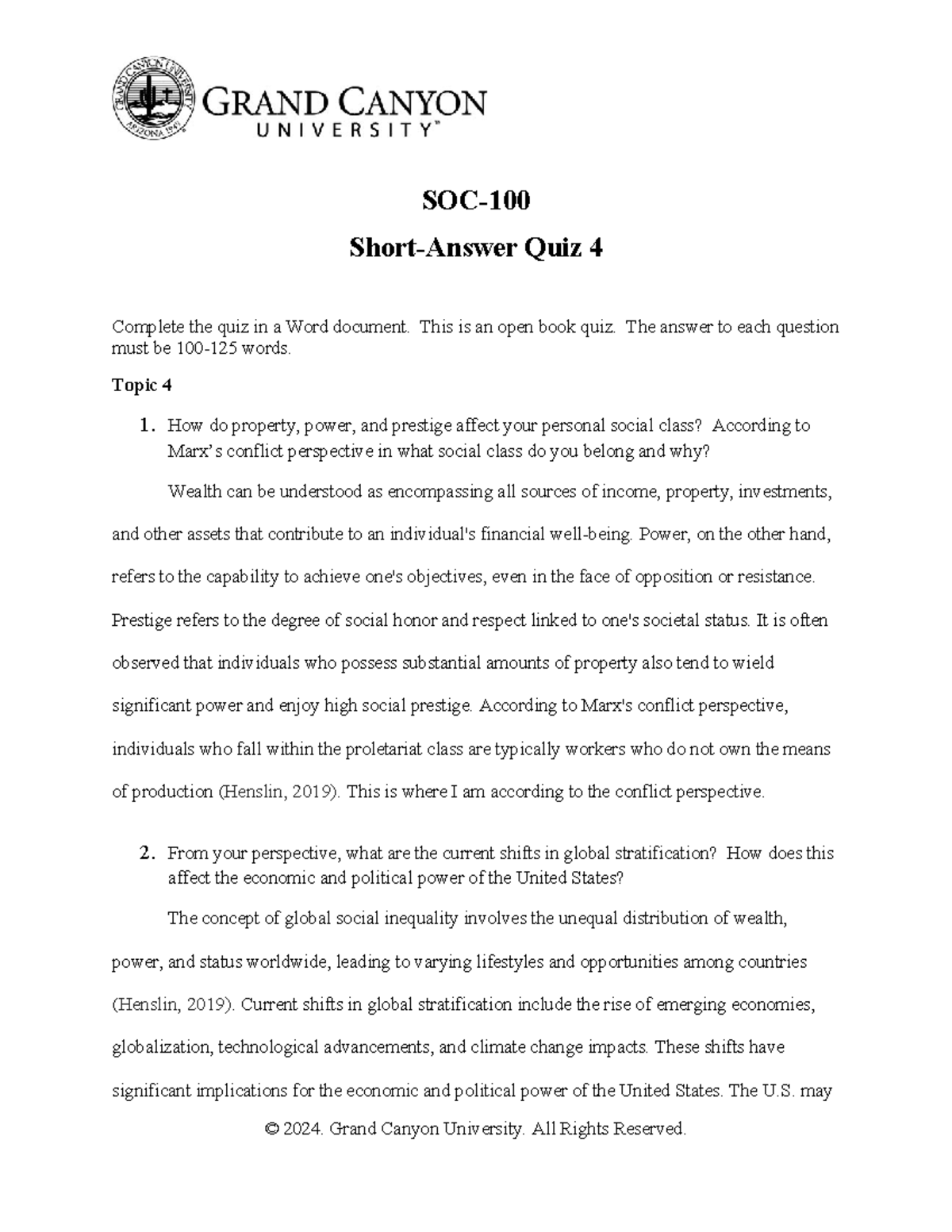 SOC-100.Short-Answer Quiz 4 1-8-18 - SOC- Short-Answer Quiz 4 Complete ...