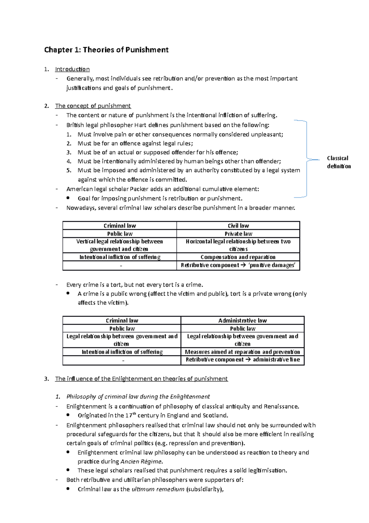 Tutorial 1 - Chapter 1: Theories of Punishment Introduction Generally ...