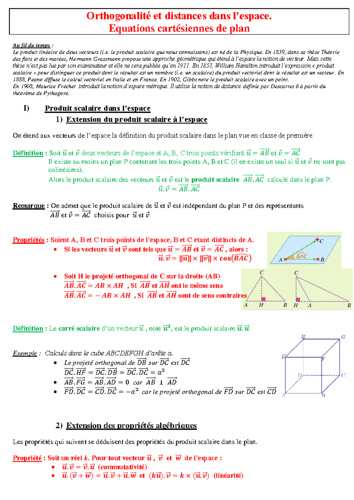 Cours-4 - fsfsdf - Orthogonalité et distances dans l’espace. Equations ...