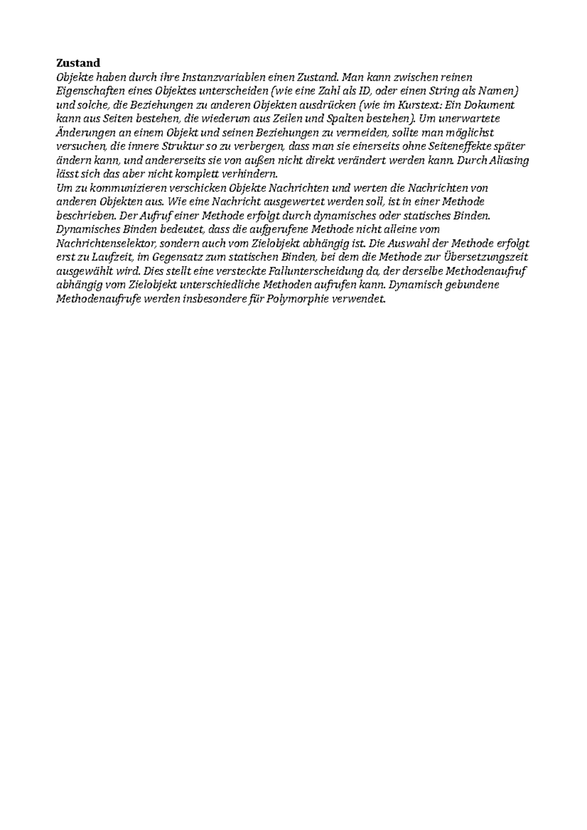 04 Zustand - Zustand Objekte haben durch ihre Instanzvariablen einen ...