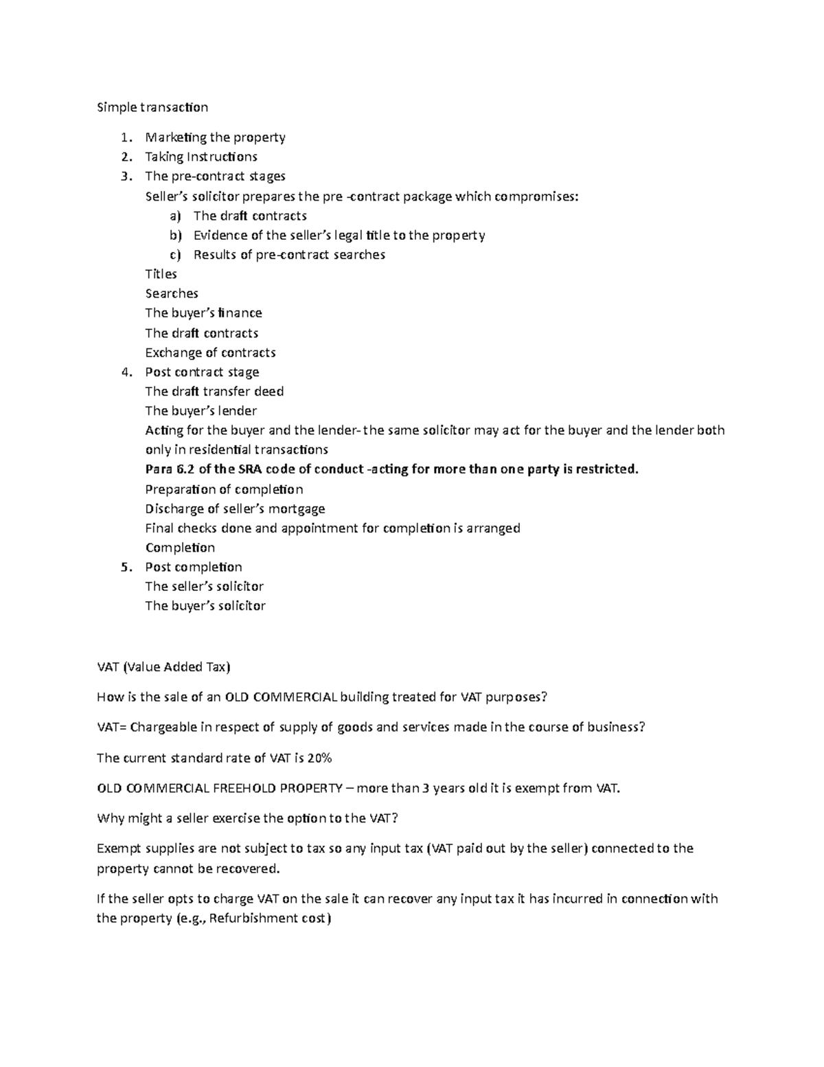 Real estate core module notes -LPC LLM - Studocu