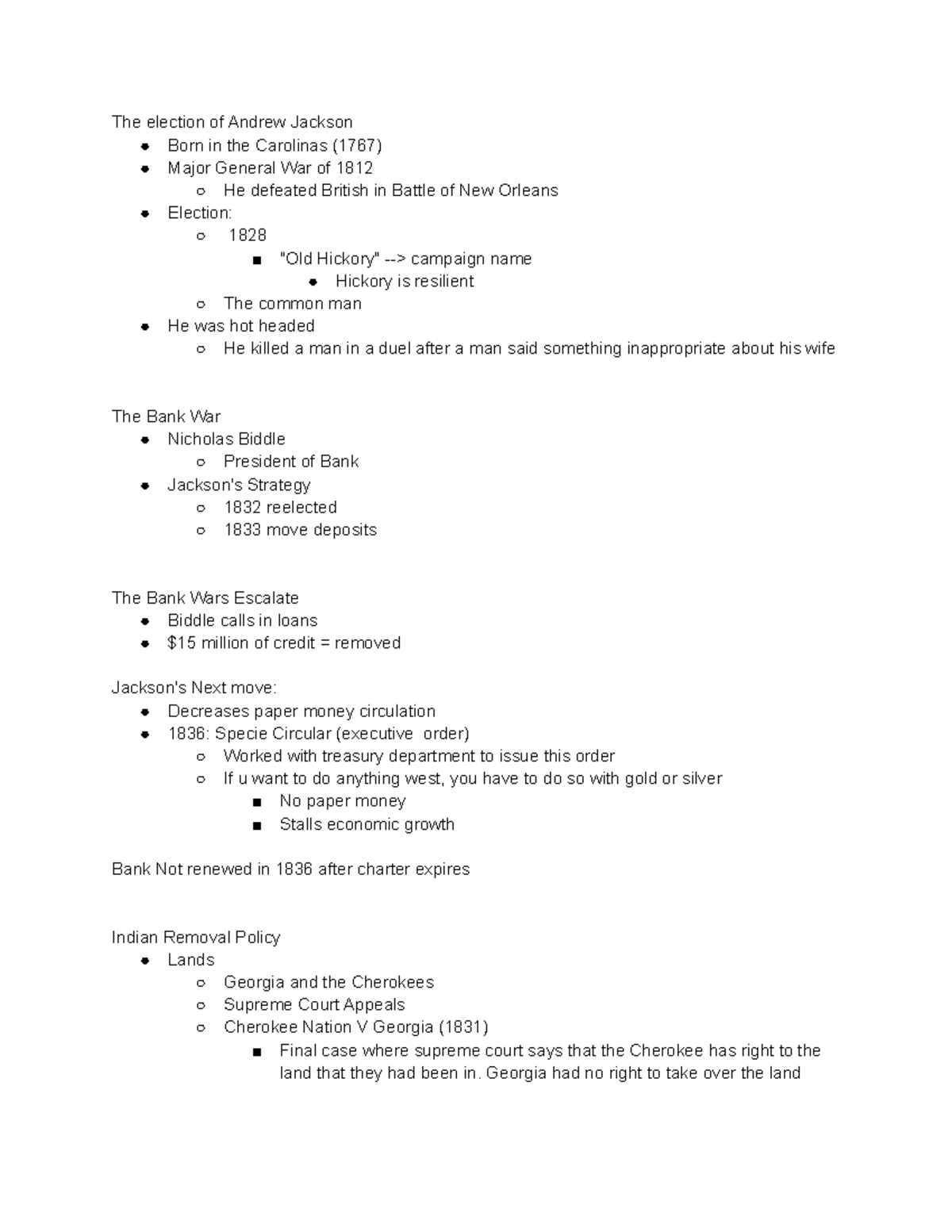 Andrew Jackson notes - The election of Andrew Jackson Born in the ...