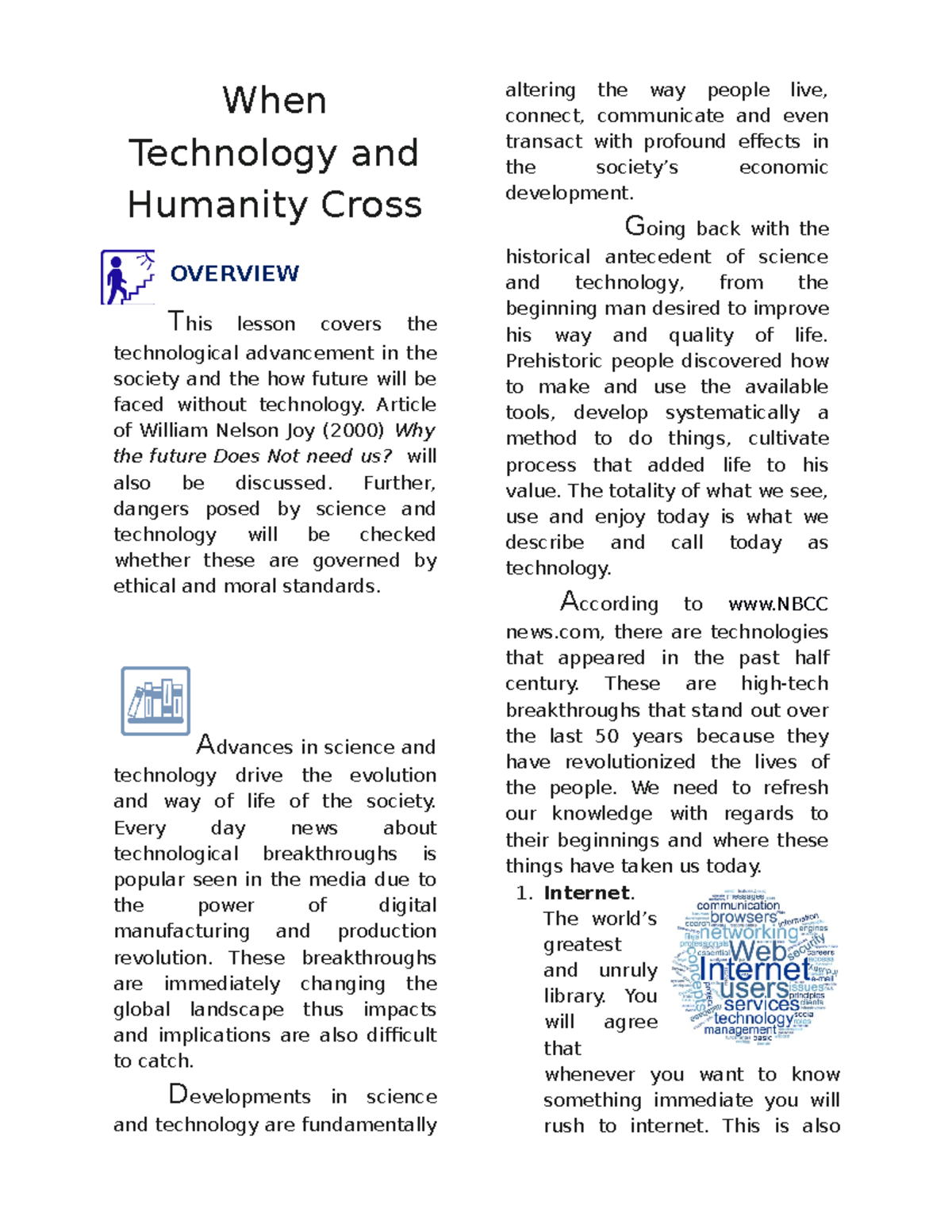 7 - Science and technology. Lectured to 2nd year students. - When ...