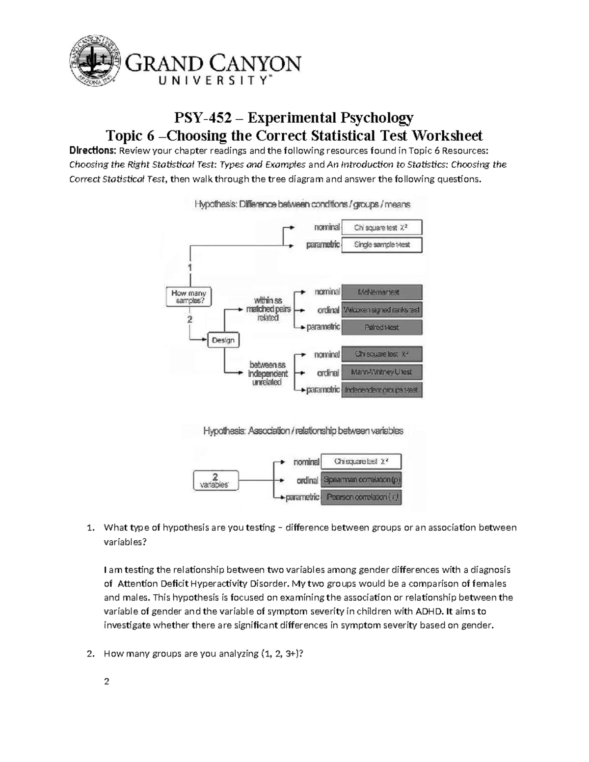 Choosing the Correct Statistical Test Worksheet - PSY-452 ...