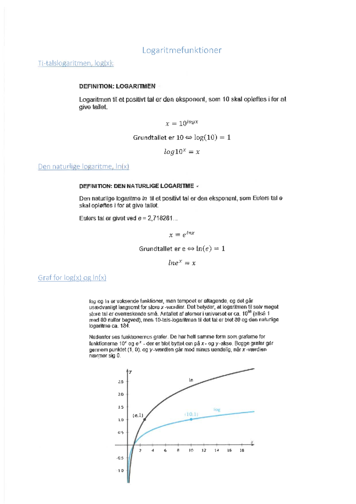 Logaritmefunktioner - Matematik - Studocu